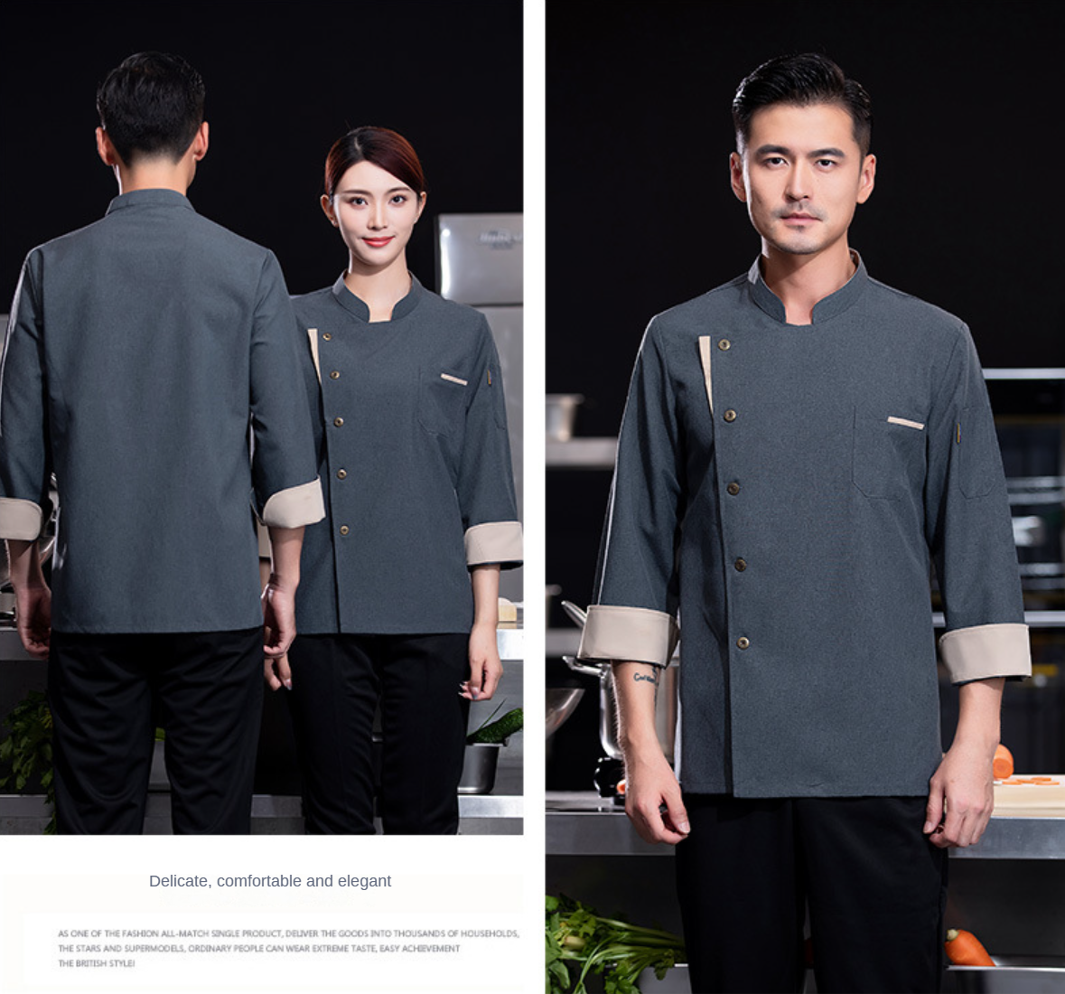 Chef Clothes Long Sleeve Men's and Women's Same Style Restaurant Hotel ...