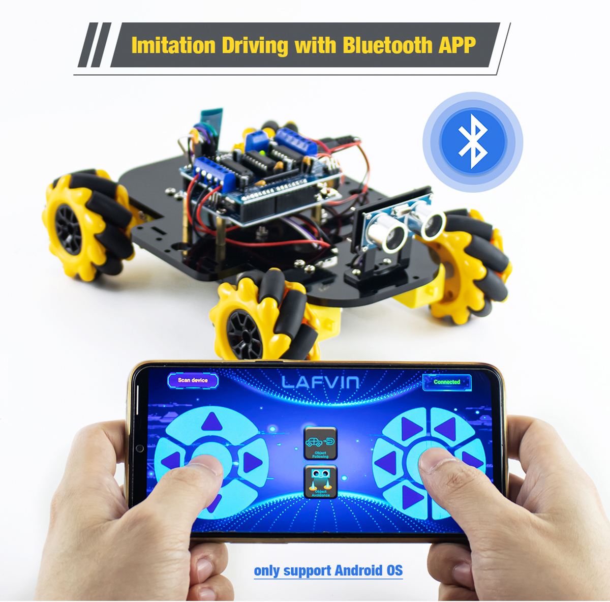 LAFVIN Omni Directional Mecanum Wheels Robot Car Kit for Arduino UNO R3 ...