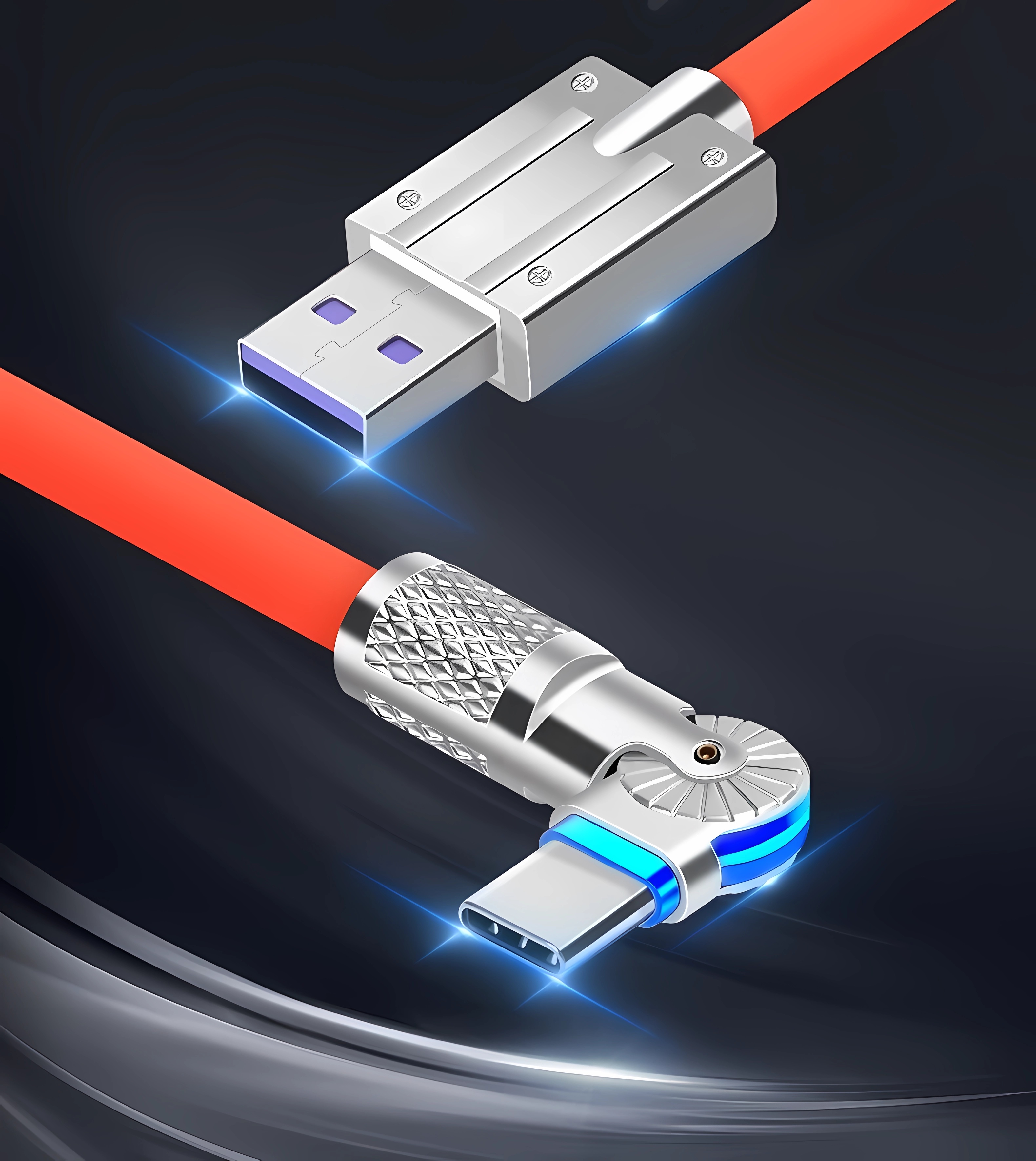 180 Degree Rotatable 120W 6A Super Fast Charger Cable Mobile Phone ...