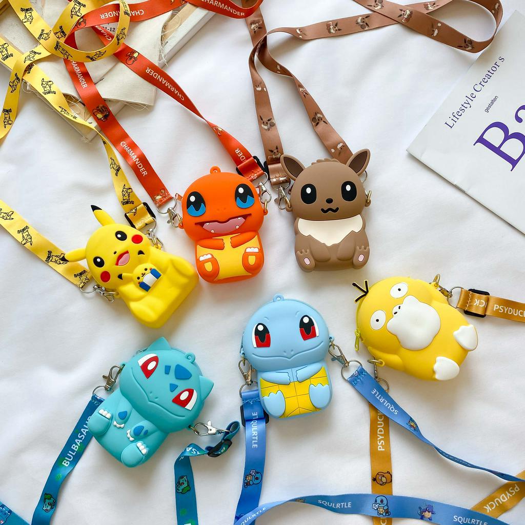 Pokemon Coin Purse Pikachu Psyduck Storage Silicone Bag Children Cute ...