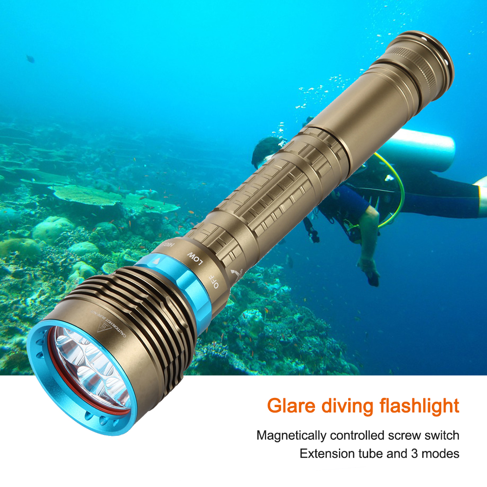 Asafee DX7 Diving Scuba Flashlight 5600LM 7*T6 LED White Light Ultra ...