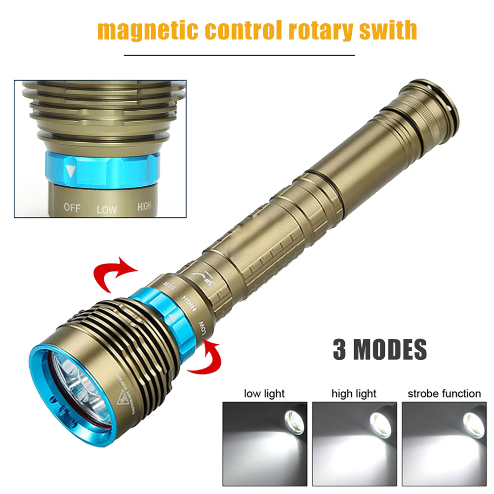 Asafee DX7 Diving Scuba Flashlight 5600LM 7*T6 LED White Light Ultra ...