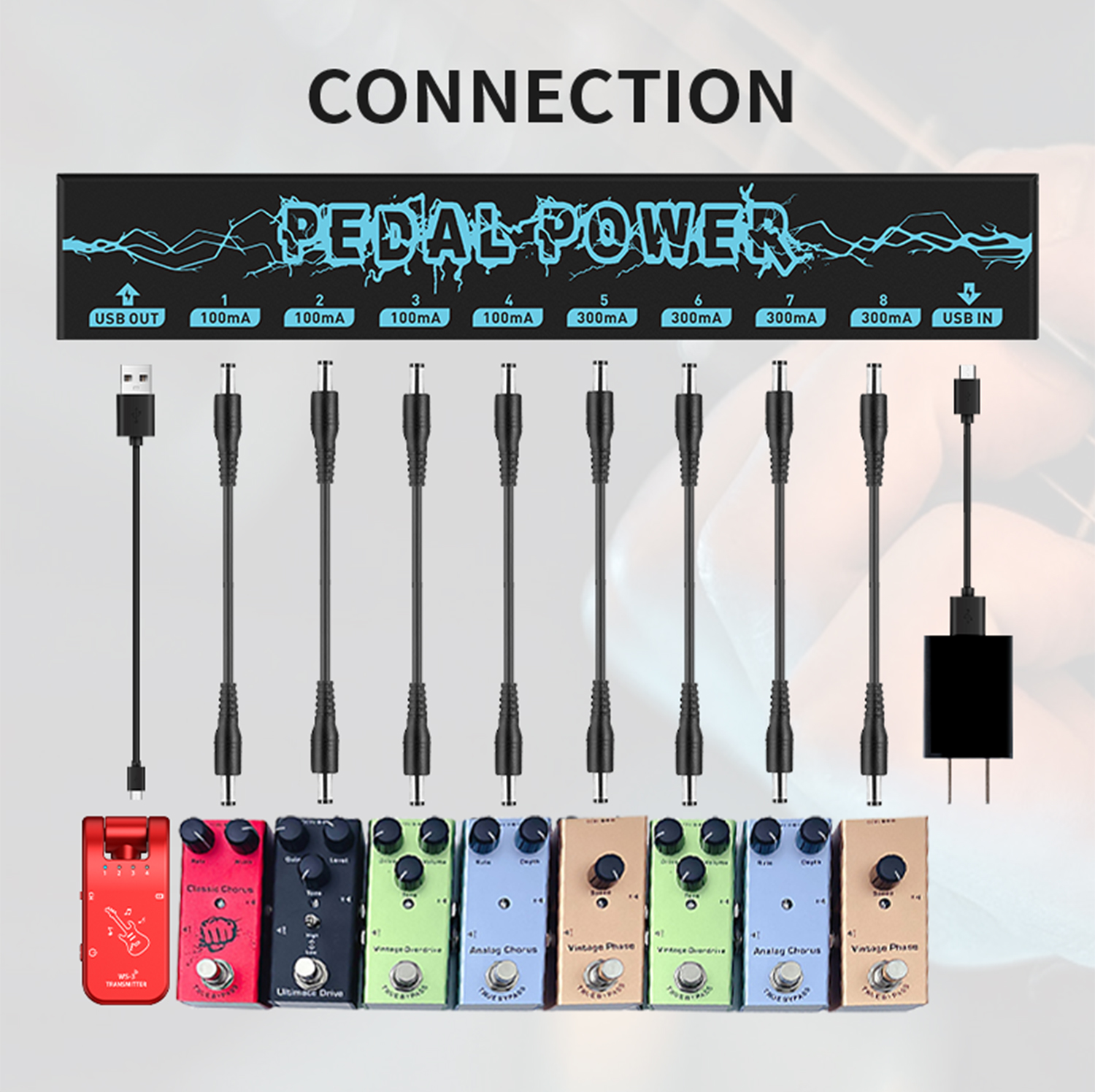 Guitar Effect Pedal Power Supply 8 Isolated DC 9V 100mah or 300mah USB ...