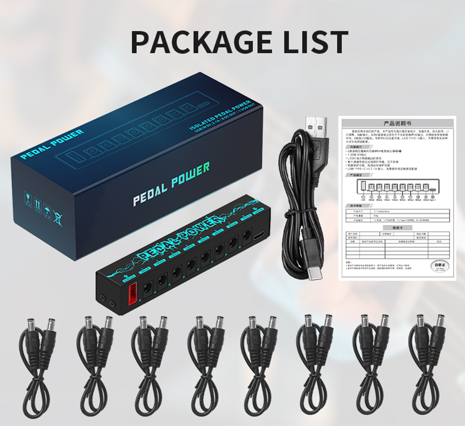 Guitar Effect Pedal Power Supply 8 Isolated DC 9V 100mah or 300mah USB ...