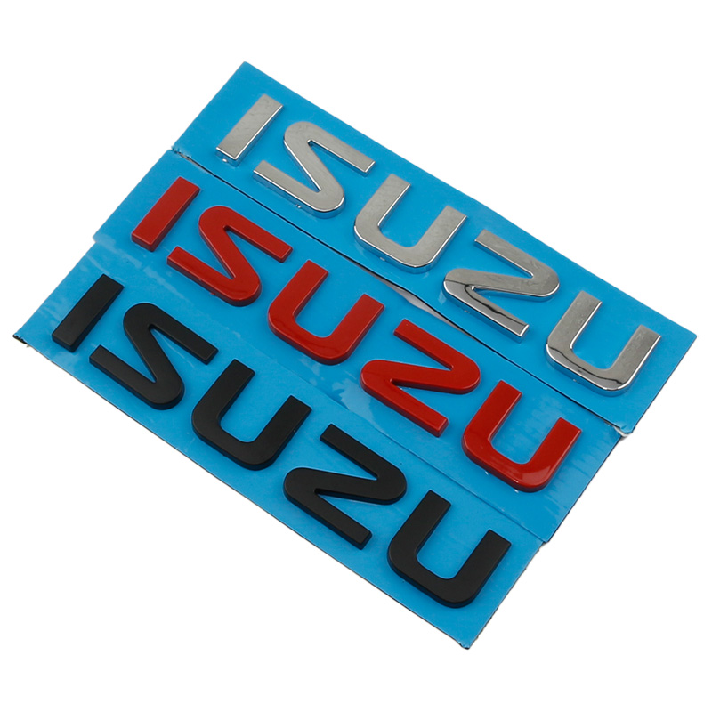【ISUZU】1 x ABS Chrome/Black/Red ISUZU Logo Letter Car Side Rear Trunk ...