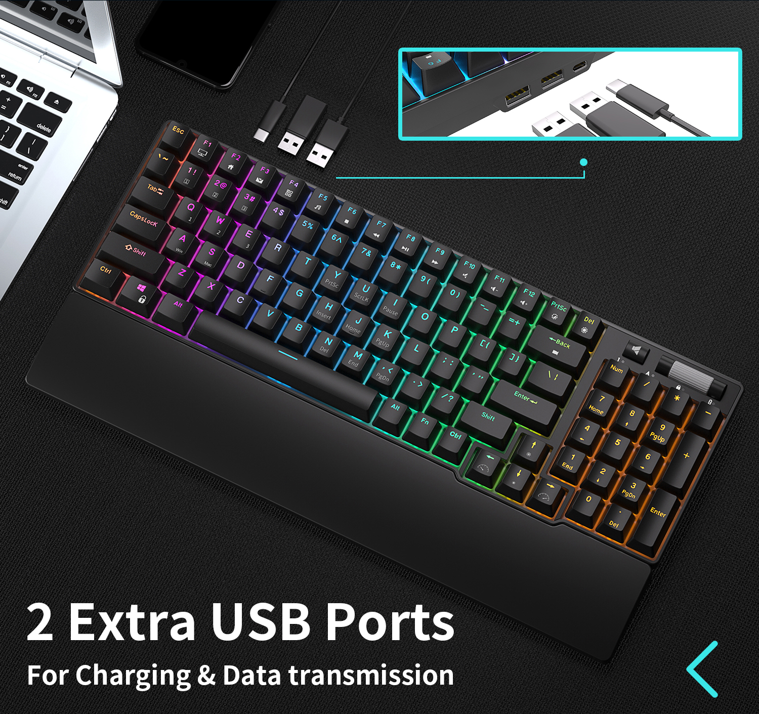 RK ROYAL KLUDGE RK96 Wireless Bluetooth 2.4G Gaming Mechanical Keyboard ...