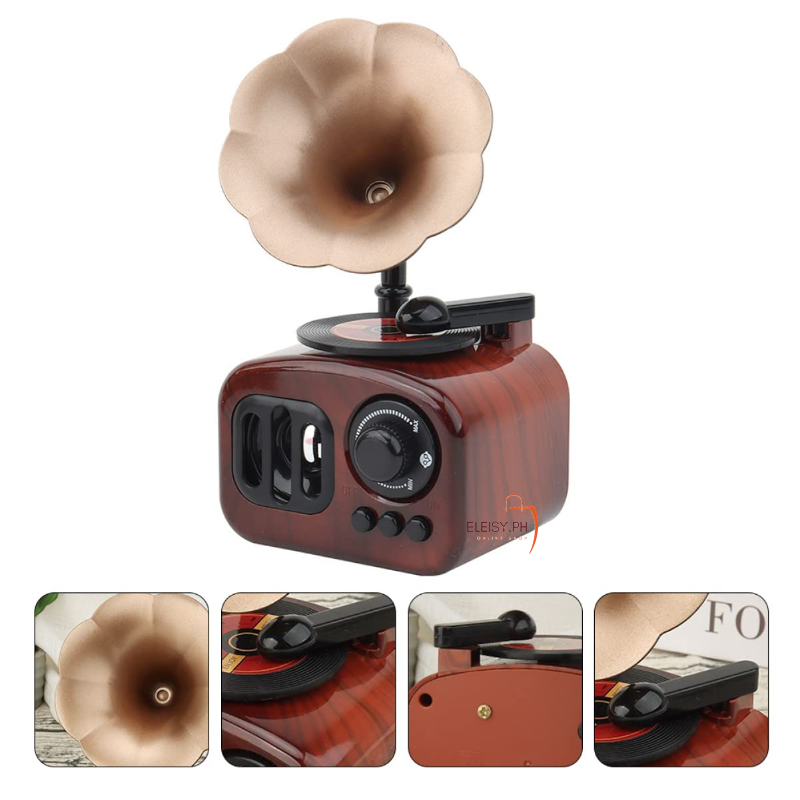 From PH Music Box Mini Classic Stereo Audio Retro Vintage Record Player ...