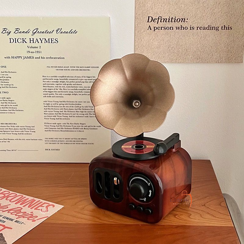 From PH Music Box Mini Classic Stereo Audio Retro Vintage Record Player ...