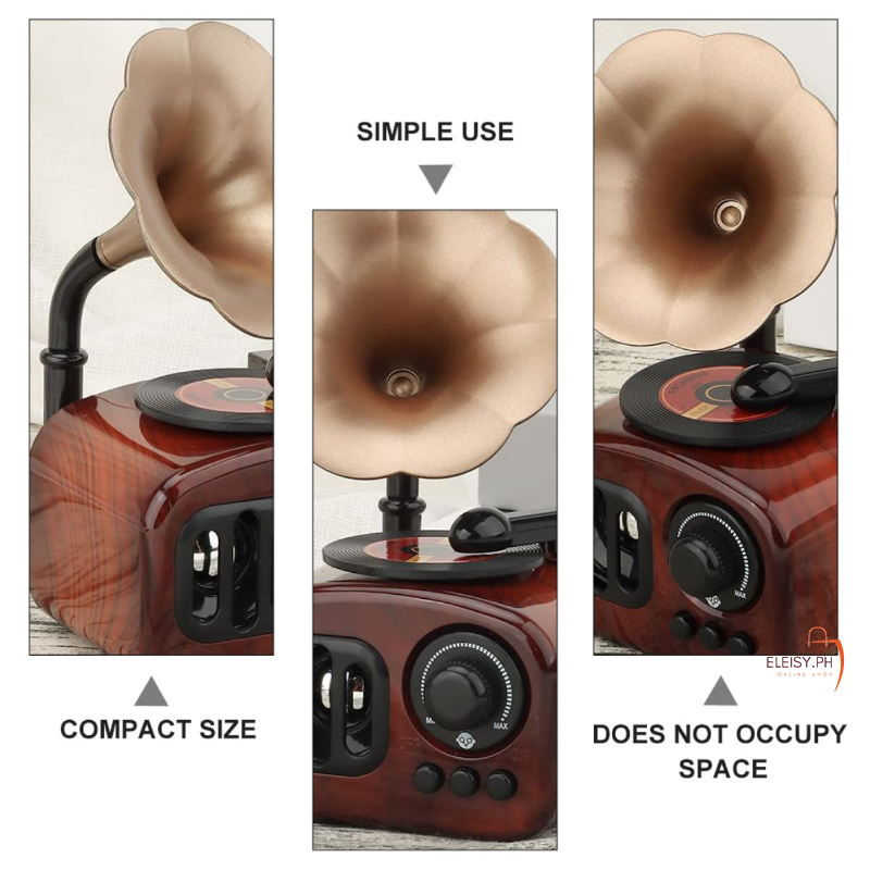 From PH Music Box Mini Classic Stereo Audio Retro Vintage Record Player ...