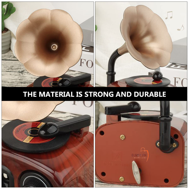 From PH Music Box Mini Classic Stereo Audio Retro Vintage Record Player ...