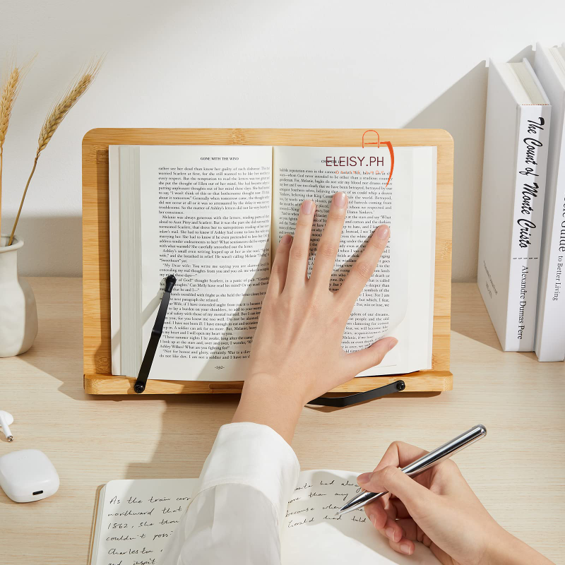 From PH Bamboo Book Stand Adjustable Foldable Book Holder Foldable ...