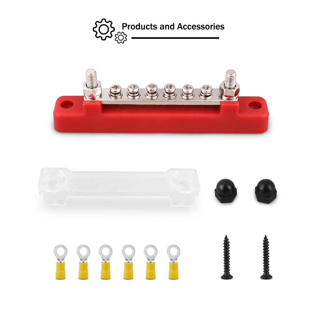 6 Way Bus Bar Terminal Block 300V AC/48V DC 130A AC/150A DC Power ...
