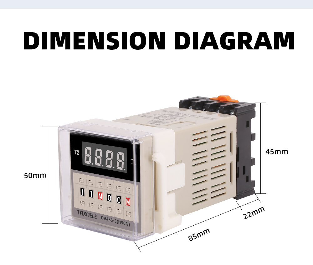 DH48S-s Repeat Cycle Timer Delay Relay with socket AC 220V 110V DC/AC 24V 12V 0.01S - 99H 99M 8 ...