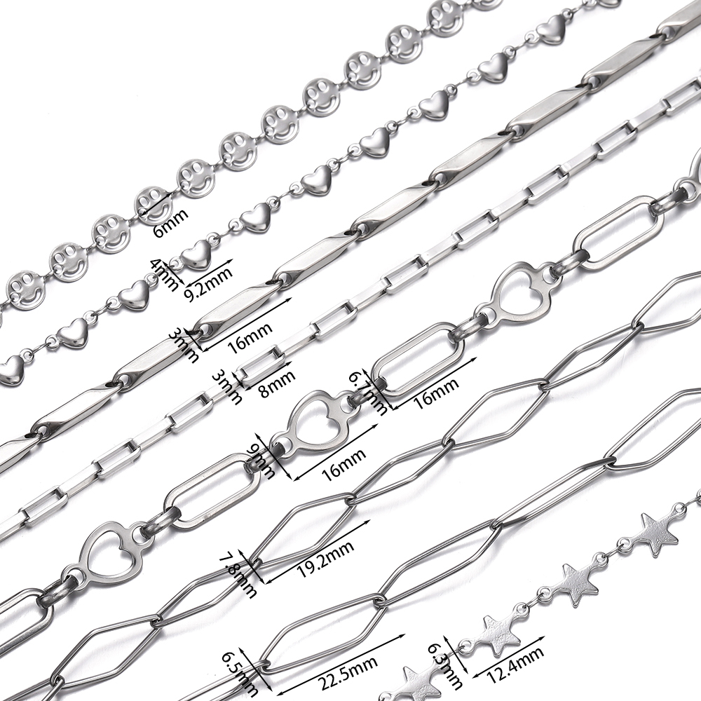 St. kunkka 1m 304 Stainless Steel Necklace Heart-Shaped Fishtail Five ...