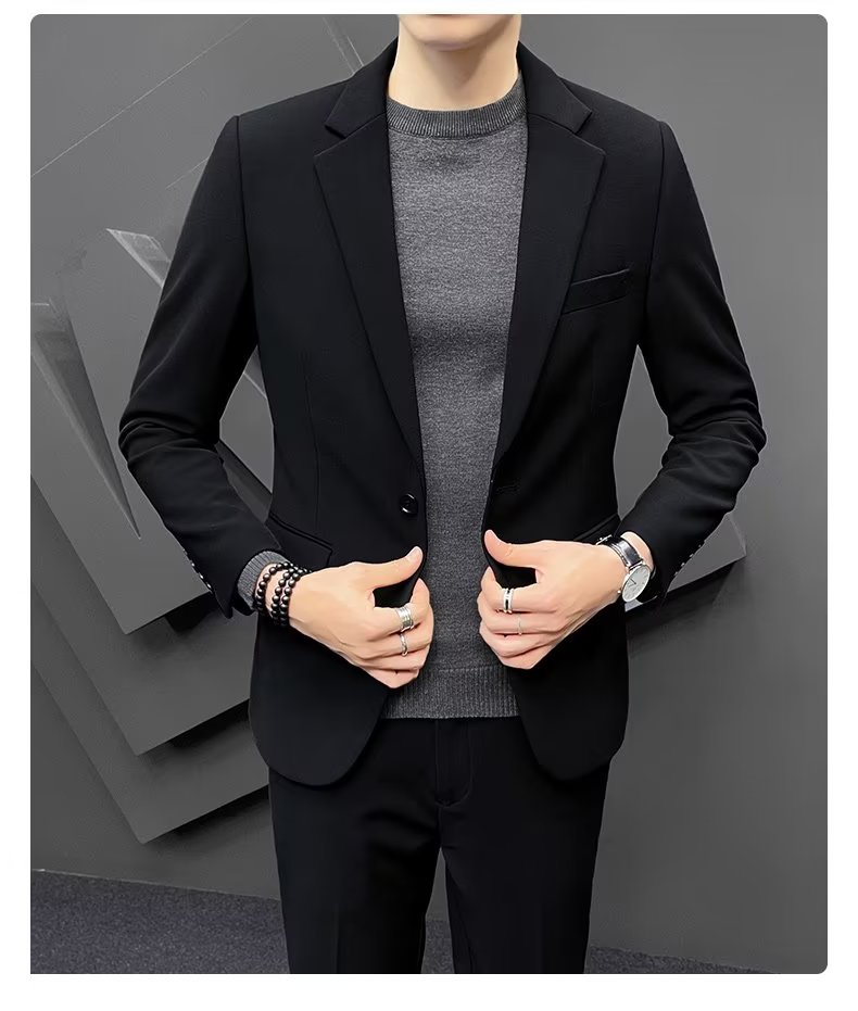 Suit Men's Suit Top Korean Version Slim-fit Small Suit High-end Puffer ...