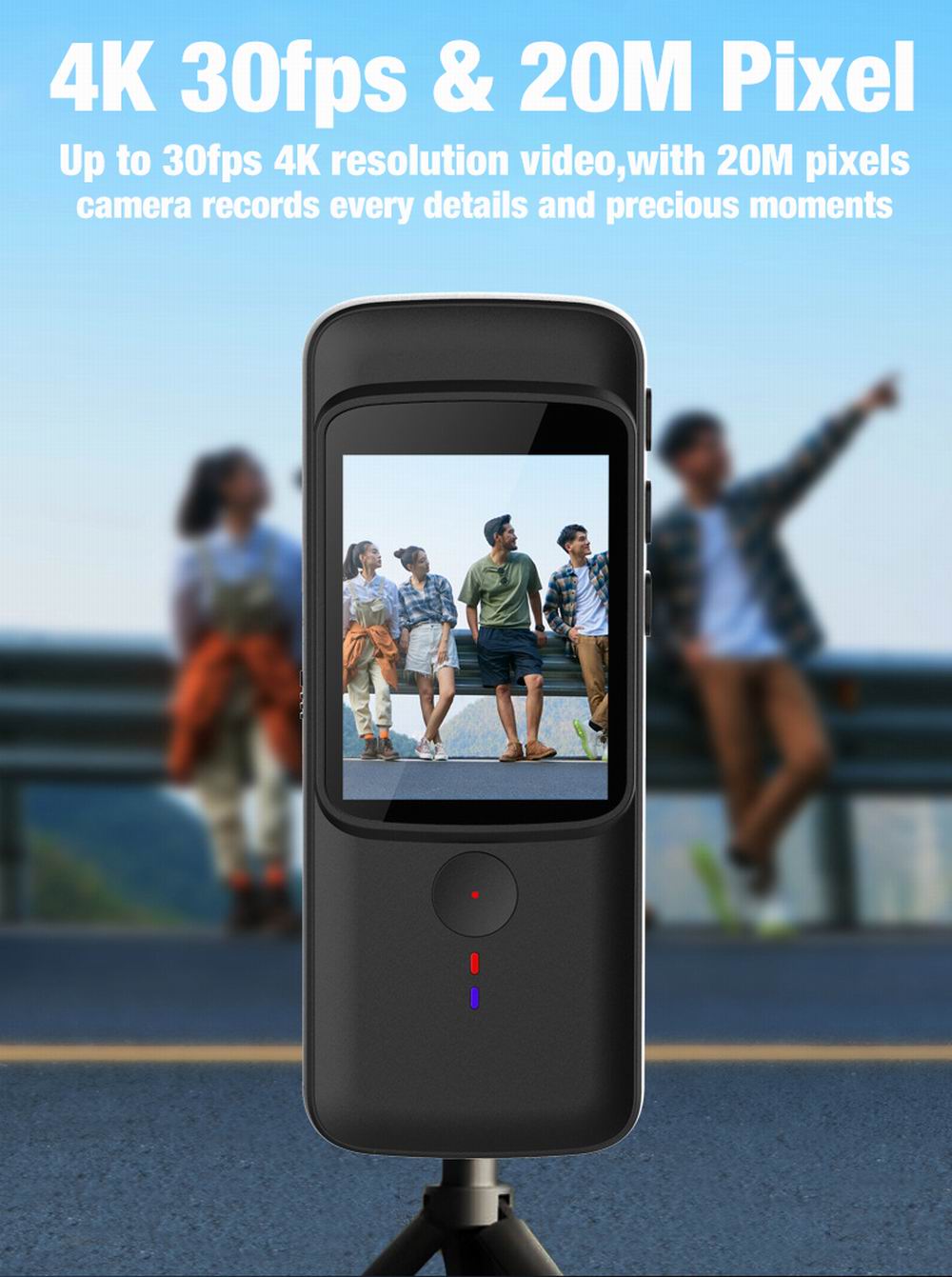 4K HD Vlog Action Camera Dual Screen Anti-Shake Handheld Video Recorder ...