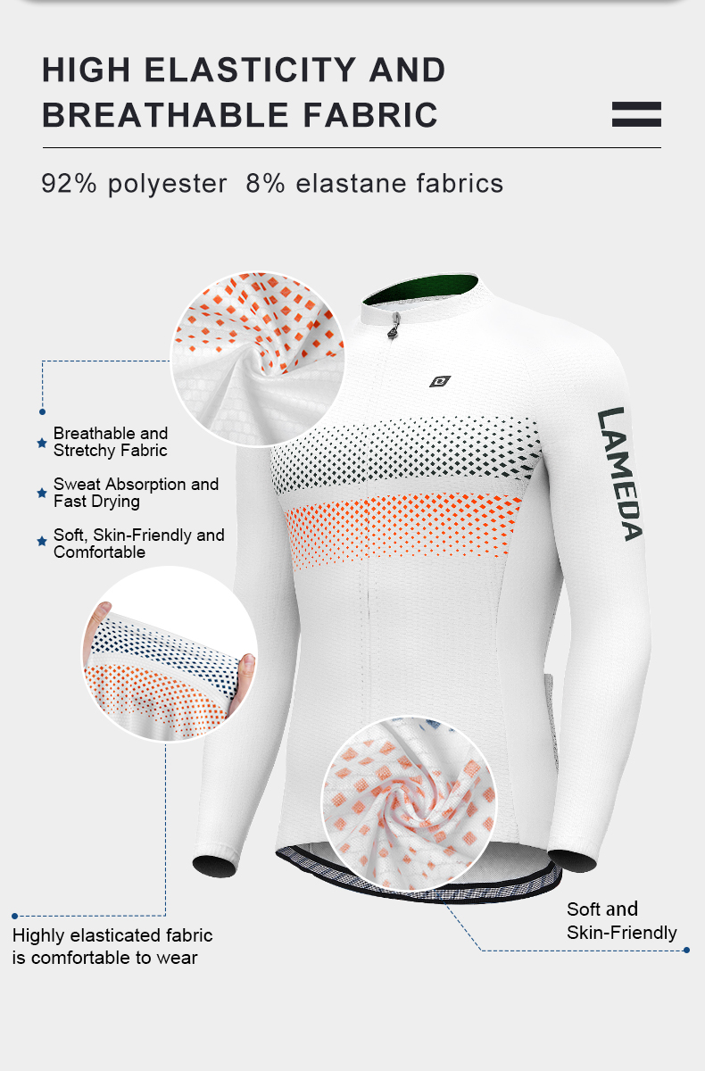 LAMEDA Bicycle Jersey Long Sleeve Cycling Shirts Mountain Bike Stand-up Collar Breathable ...
