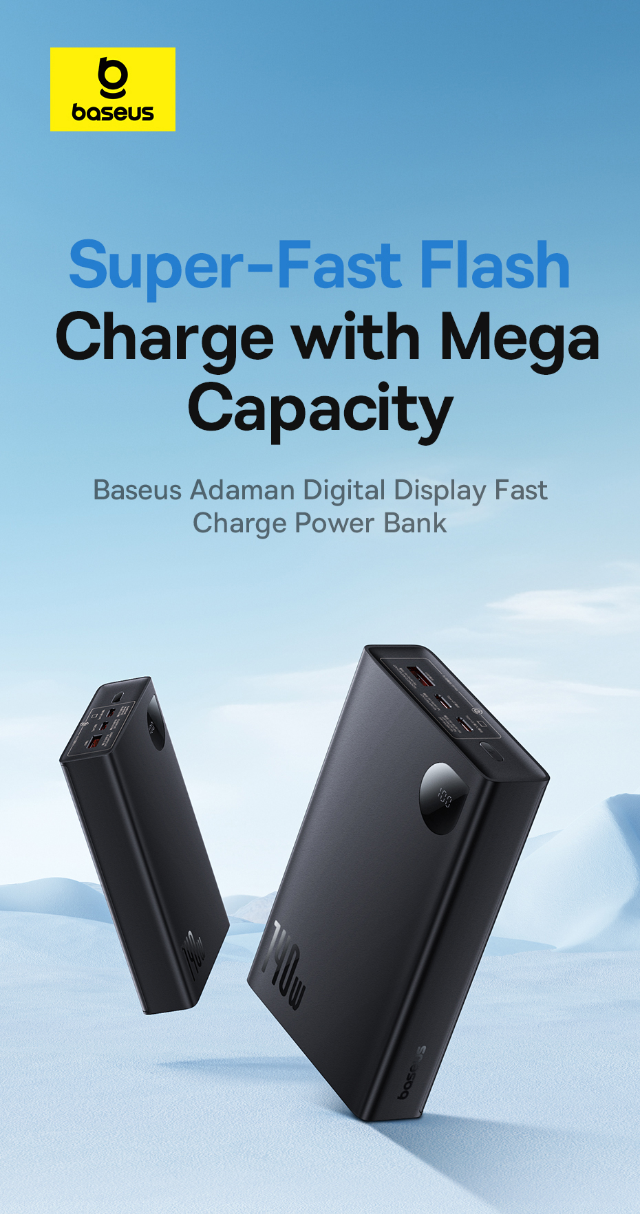 Baseus Adaman 140W Power Bank Laptop Quick Charging 140W 24000mAh ...