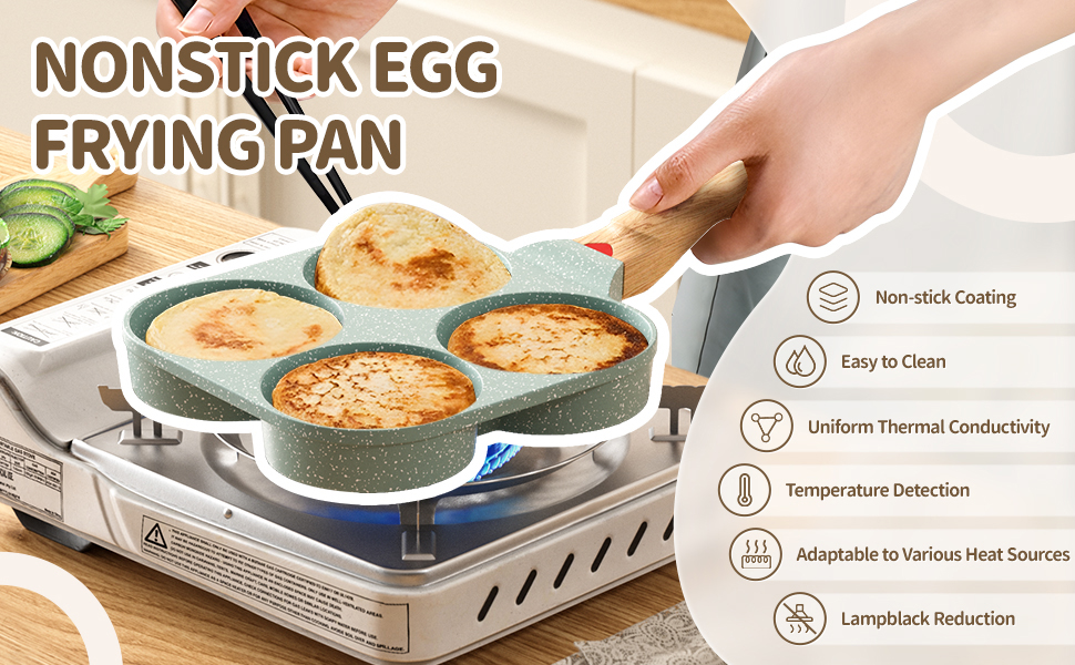 Innerwell Green Nonstick Egg Frying Pan Breakfast Pan Swedish Pancake ...