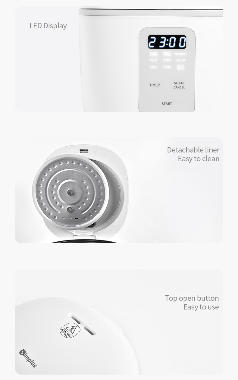 Simplus Rice Cooker Multifunctional Cooker 2L Capacity Non Stick With 9 ...