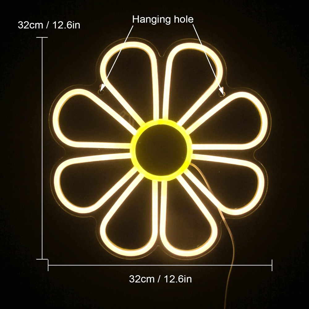 Flower Neon Signs Pink LED Neon Light for Wall Decor Light up Sign for ...