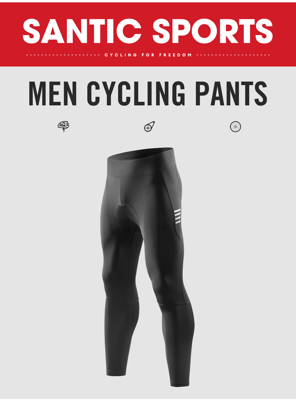 Santic Men's Cycling Pants Long 4D Padded Cycling Tights Leggings ...