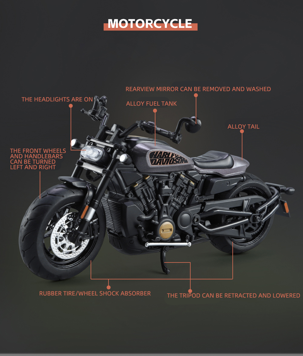 1:12 Scale Harley Davidson Sportster S Alloy Diecast Motorcycle Model ...