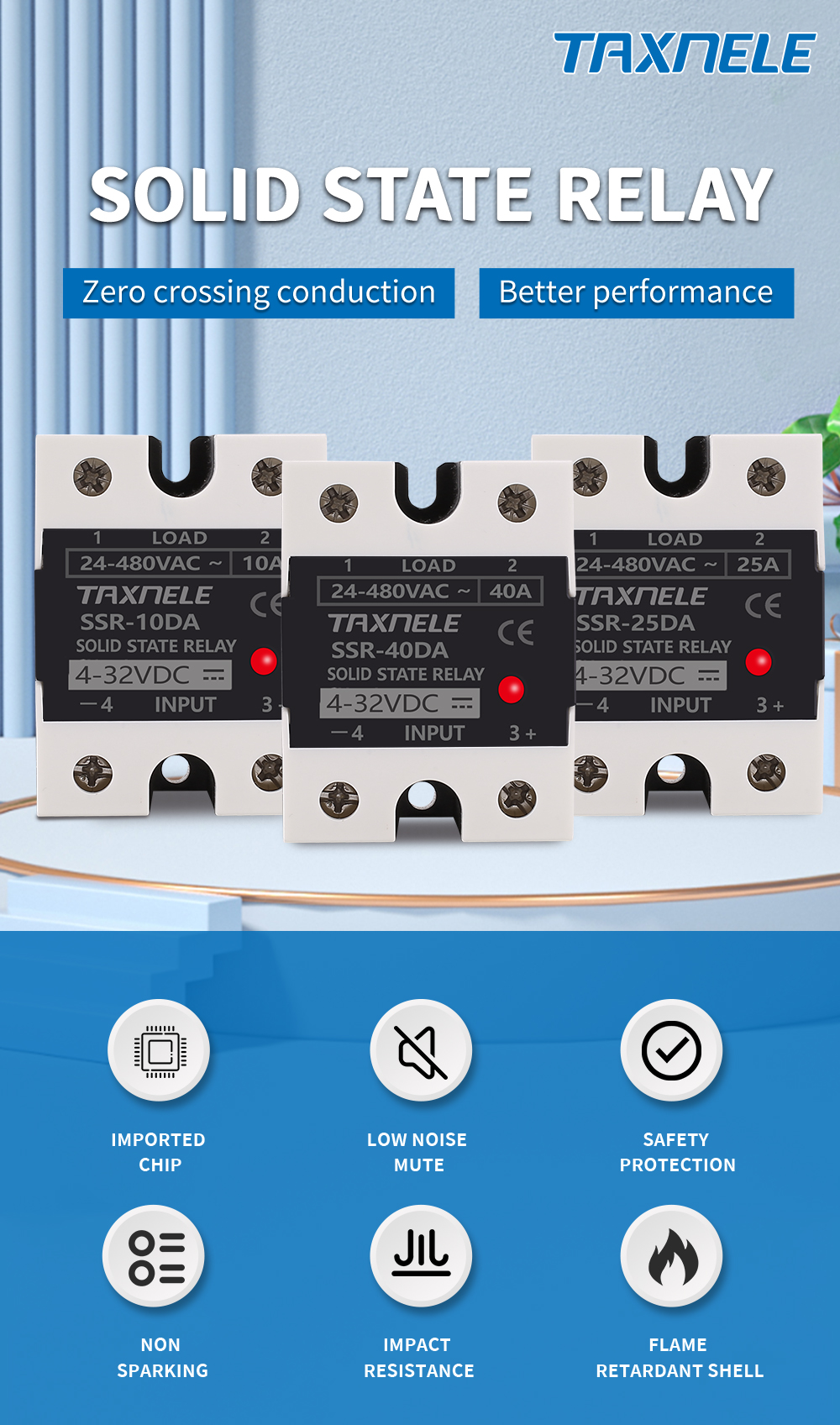 SSR 40DA SSR 25DA 10DA DC To AC Solid State Relay 4-32VDC Input 24 ...