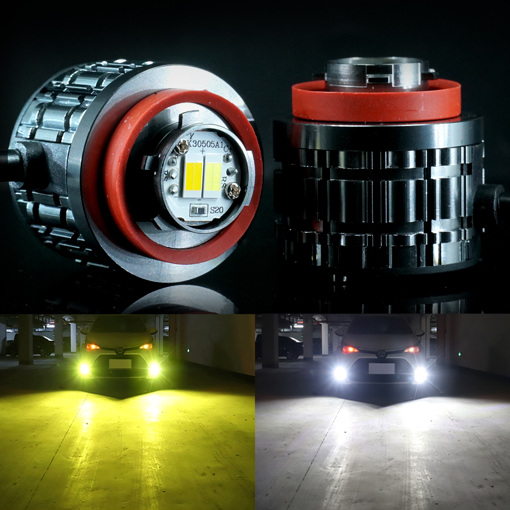 TUFFOO 2 PCS Dual Color Golden Yellow White 80W 20000LM L1B Car Led Fog ...