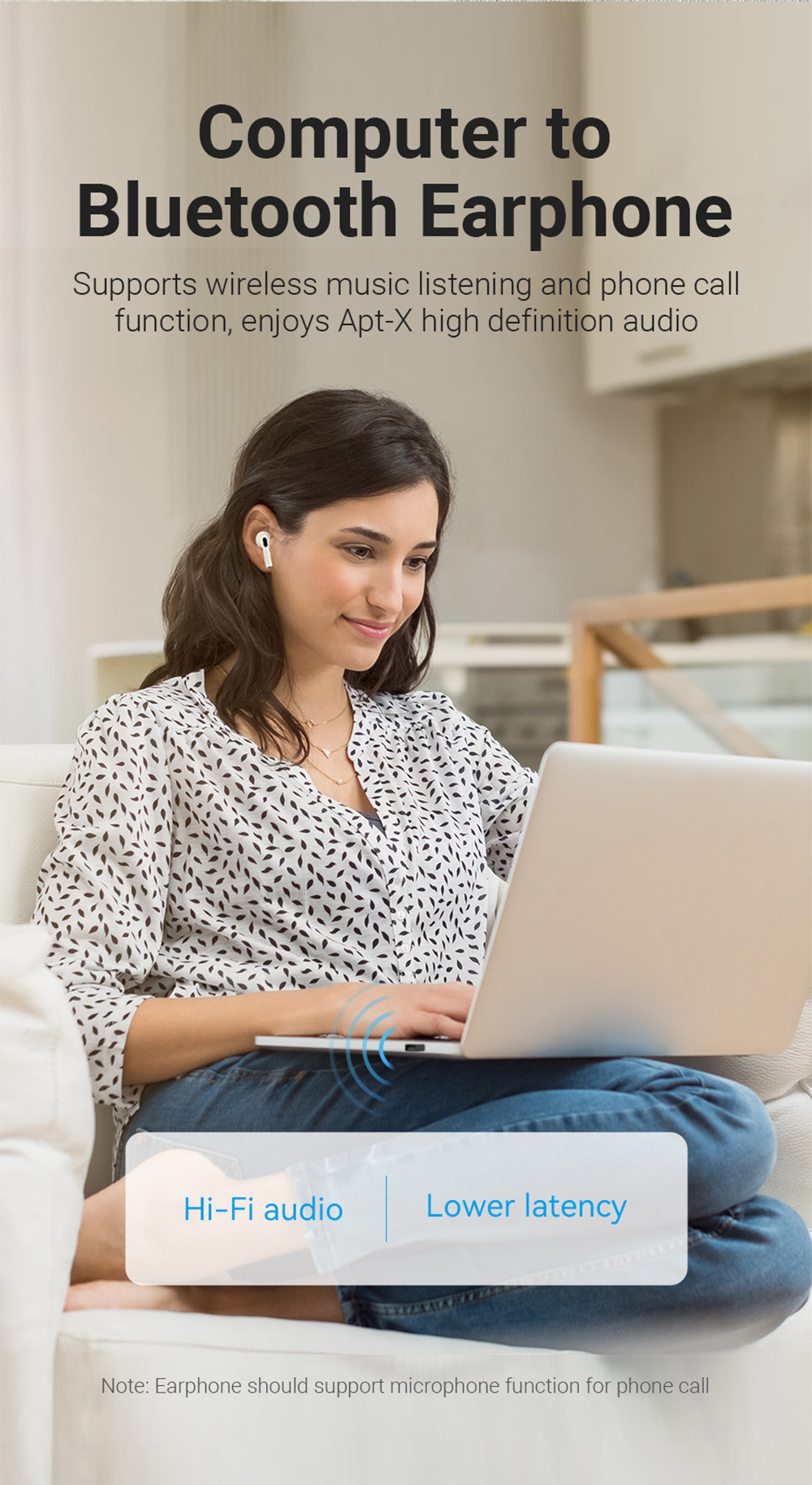 Vention Wireless USB Bluetooth 5.0 5.1 5.3 4.0Transmitter Dongle Audio ...