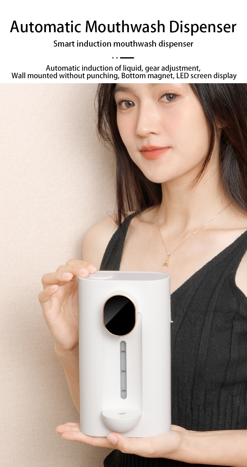 540ML Smart Mouthwash Dispenser Pump Wireless Wall Mounted USB Electric ...
