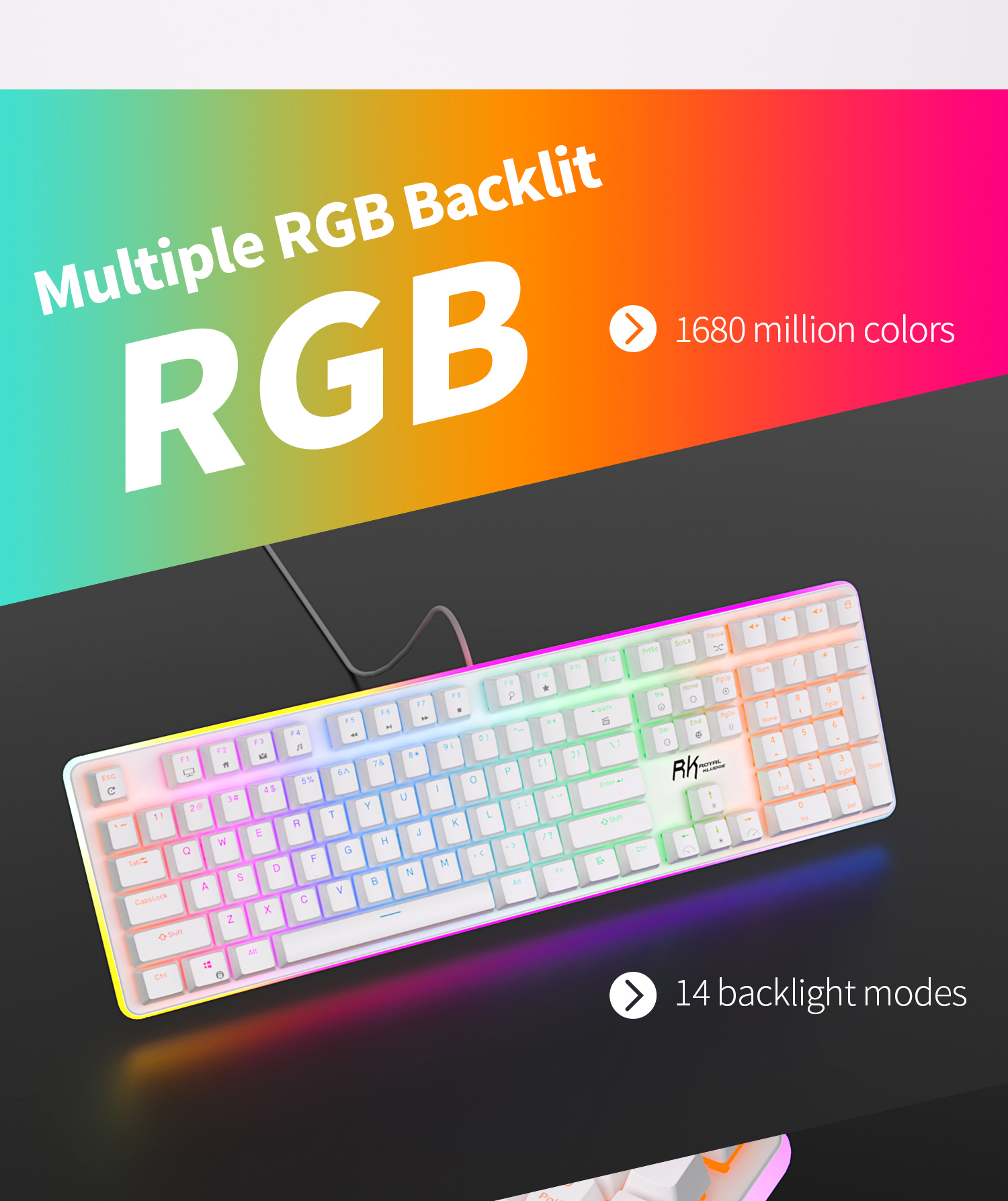 Royal Kludge RK918 Full RGB Backlit Wired Mechanical Keyboard Gateron ...