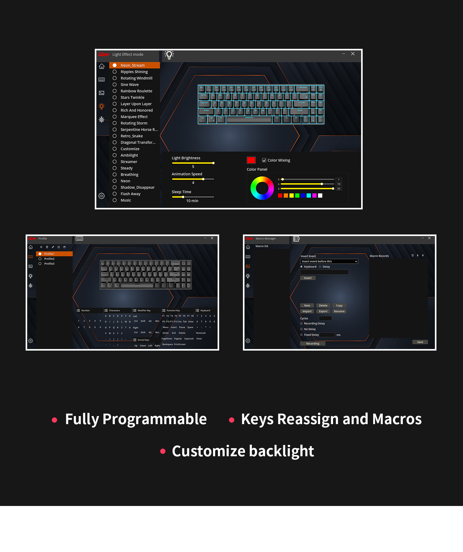 Royal Kludge RK918 Full RGB Backlit Wired Mechanical Keyboard Gateron ...