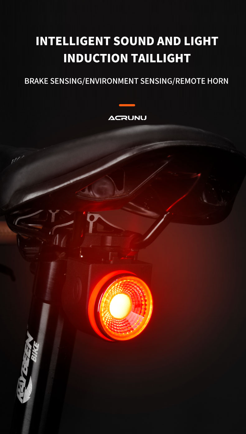 ACRUNU Remote Control Smart Brake Sensor Tail Light Road Bike MTB Night ...