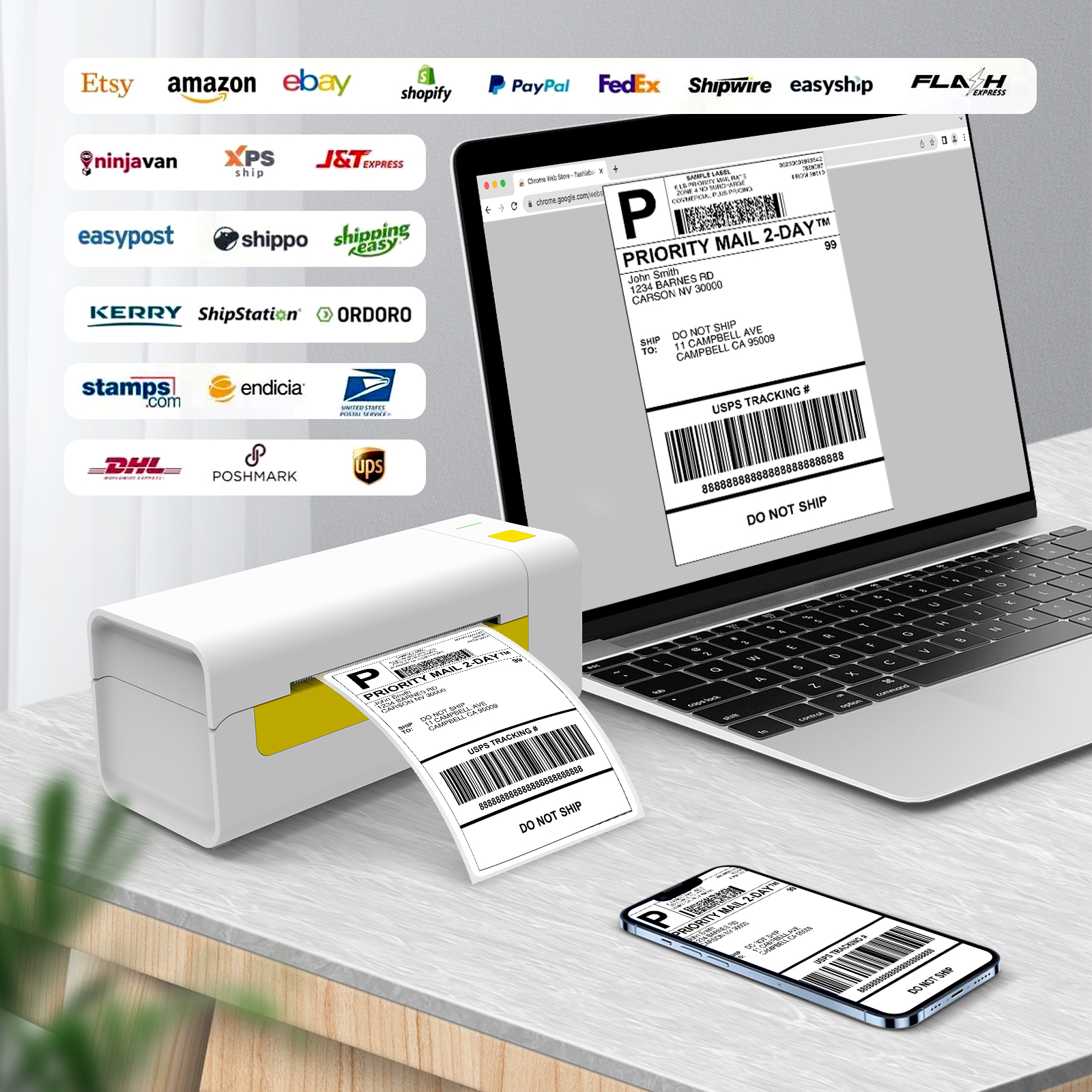 Flashlabel A6 Thermal Printer-Y486, Bluetooth USB waybill printer ...