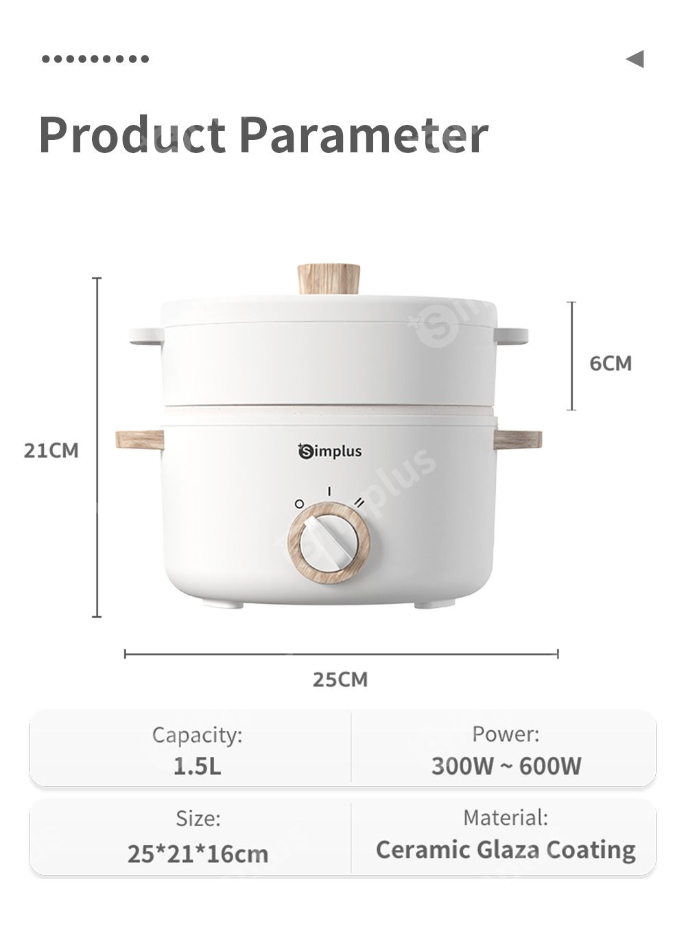 Simplus Electric Cooker Rice Cooker 1.5L Multifunctional Cooker with ...