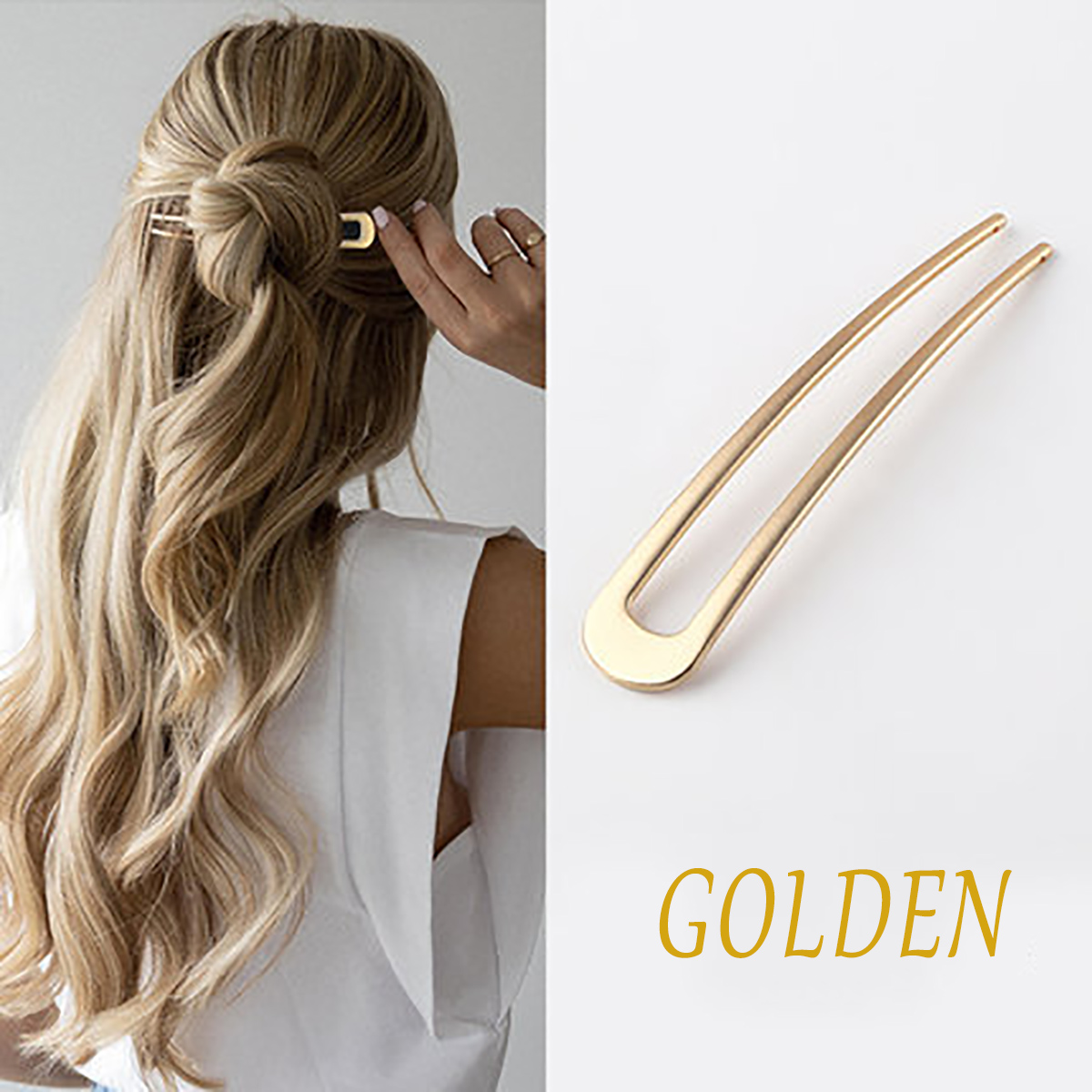 1pc U-Shaped Frosted Metal French Hairpin Hairpin Coiled Hairpin Pin ...