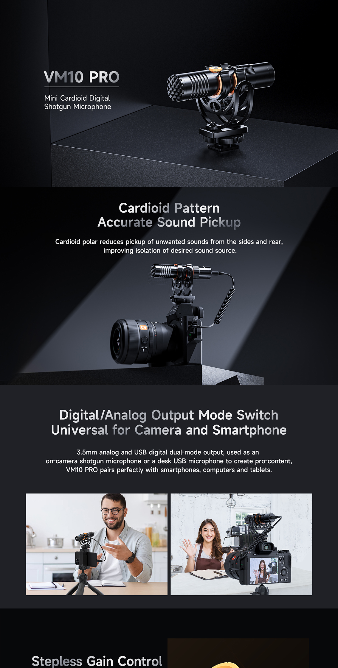 Comica VM10 Pro Camera Microphone with Shock Mount, Gain Control and ...