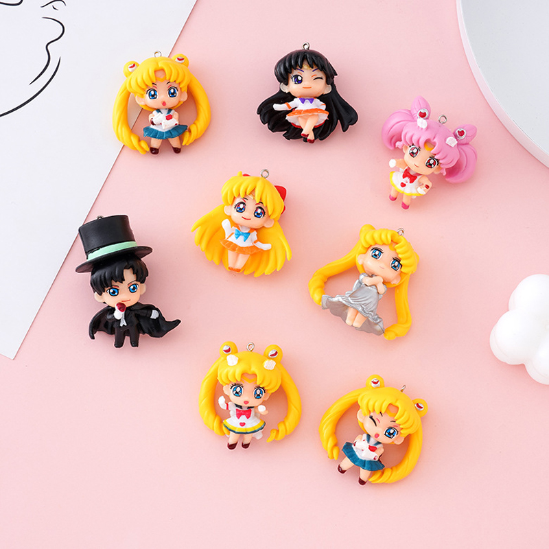1Pcs 4.8cm Anime Sailor Moon Figure Tsukino Usagi Chiba Mamoru Chibiusa ...