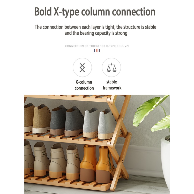 Shoe Rack 6 Layer Solid Wood Organizer Wooden Storage Shelves Stand ...