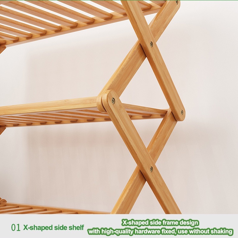 Shoe Rack 6 Layer Solid Wood Organizer Wooden Storage Shelves Stand ...