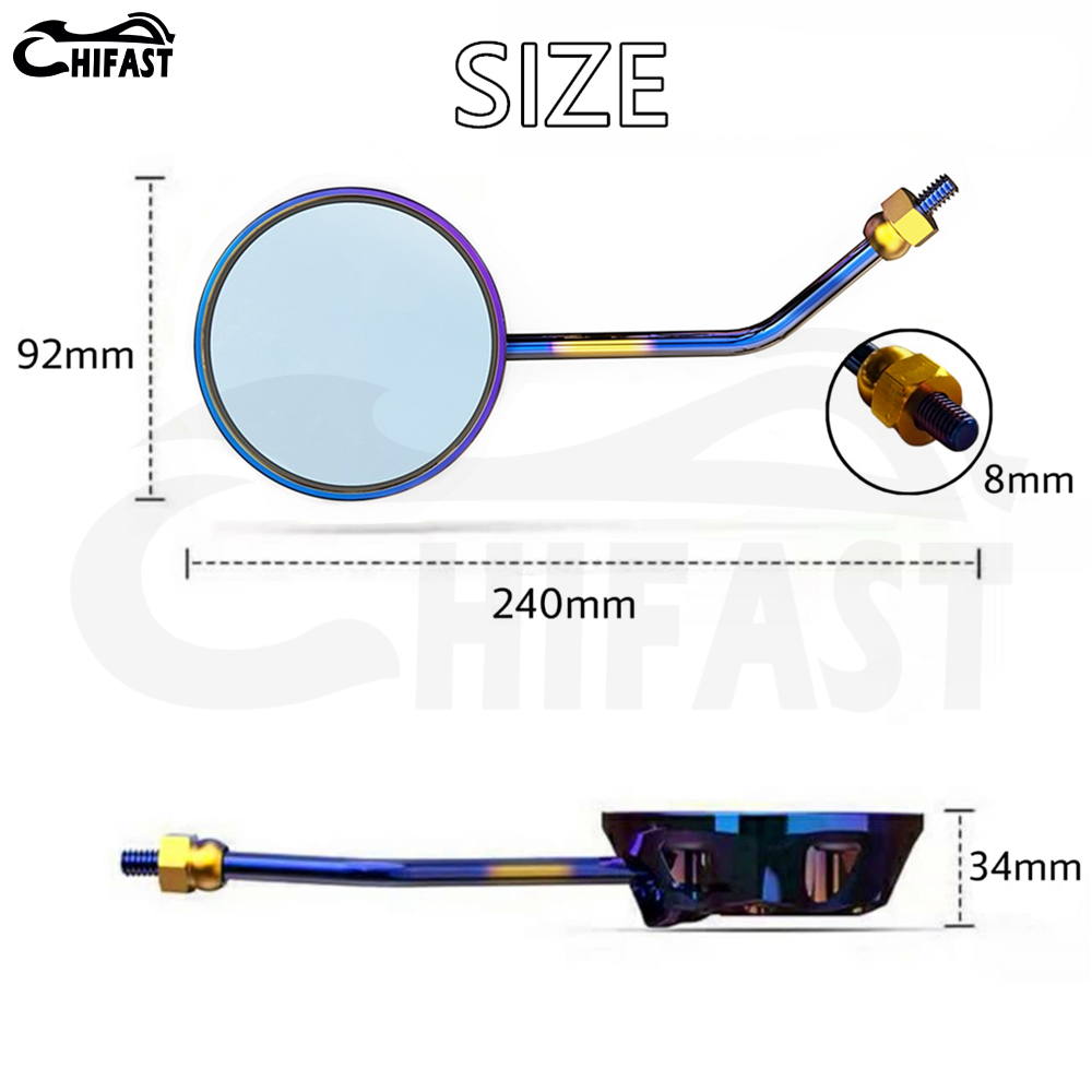 HIFAST Motorcycle Side Mirror Blue anti glare circular side mirror ...