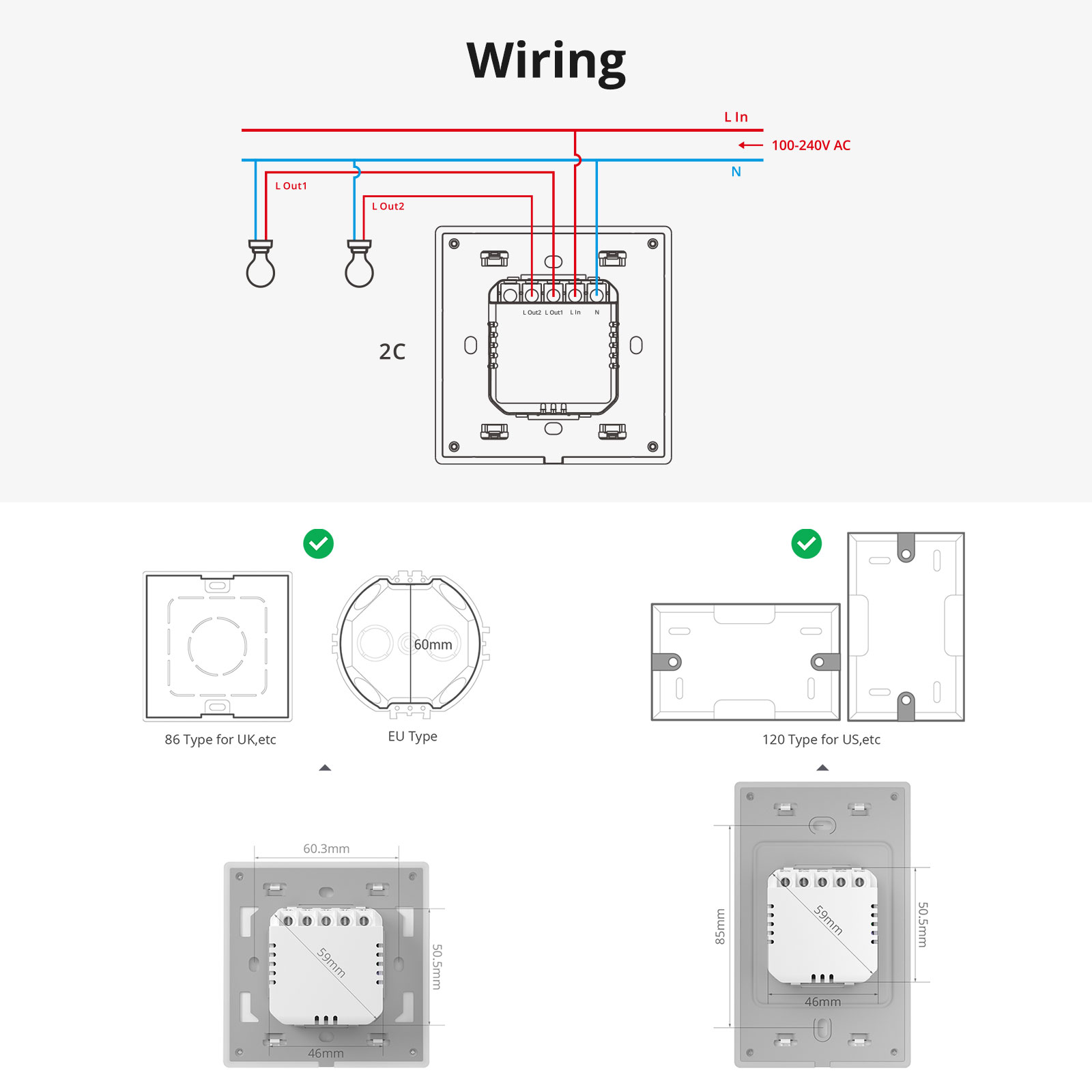 SONOFF T5 120 TX Ultimate WIFI Smart Touch Wall Switch Full Touch ...