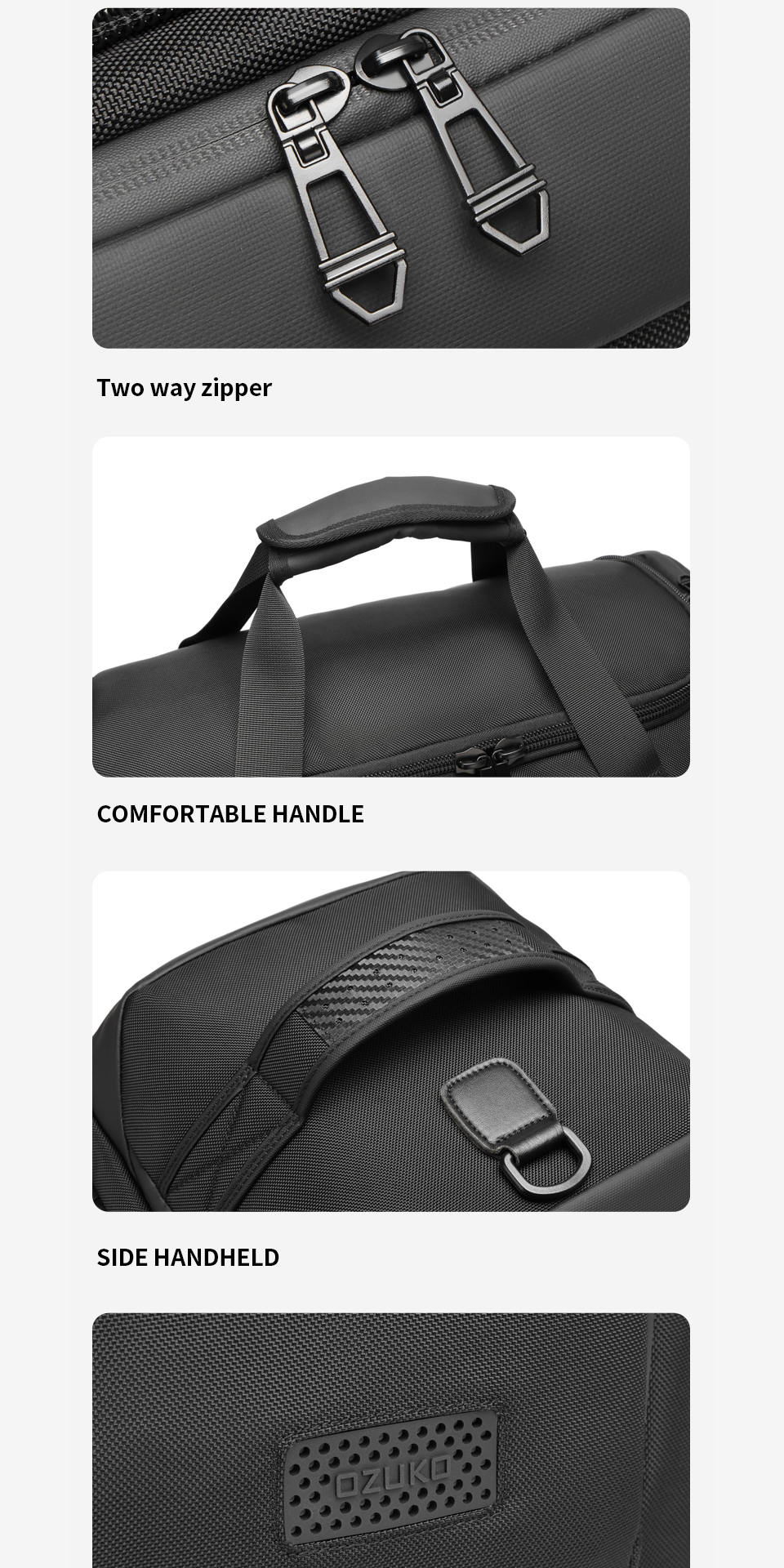 OZUKO Large Capacity Travel Bag with Shoe Pocket Men Waterproof Gym Bag ...