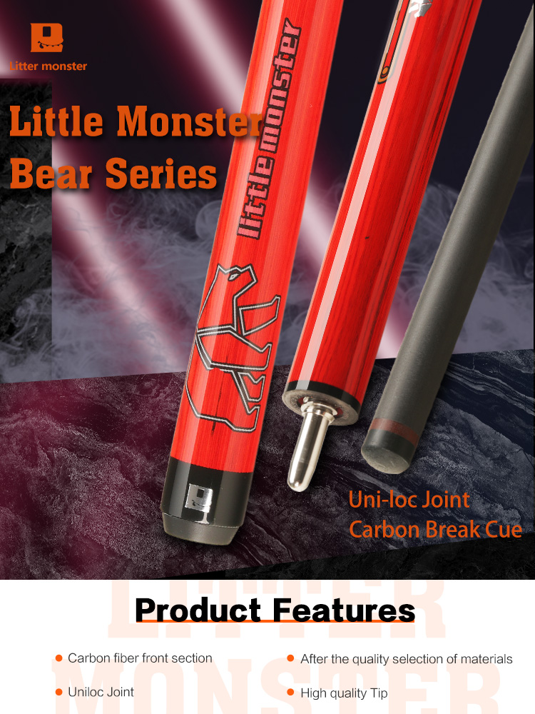 Little Monster Bear Series Break Cue Punch Cue 140cm 12.9mm Carbon Fiber Shaft Power Pool Cue ...