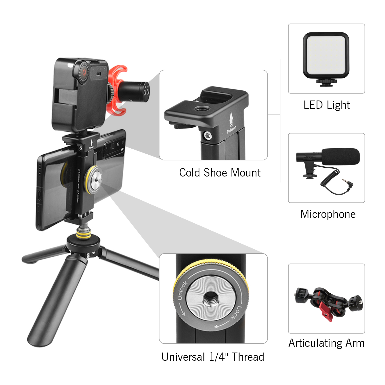 【Hot Sale】Andoer Smartphone Holder Clamp Tripod Mount With Standard ...