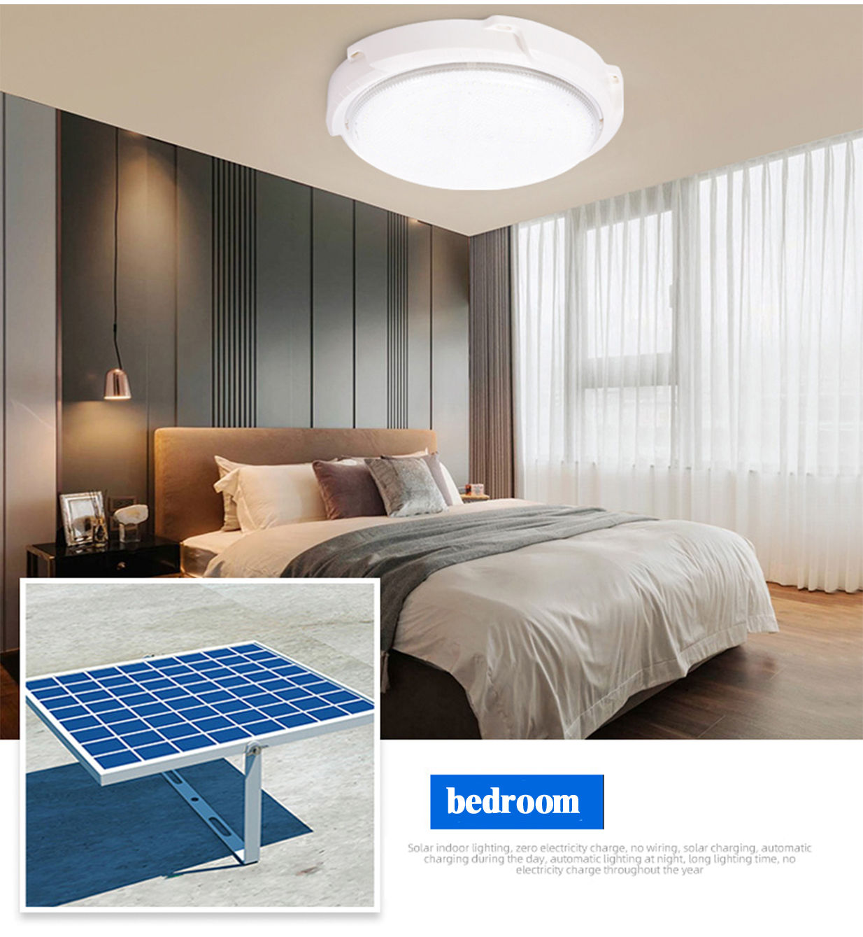 【COD】solar ceiling light outdoor 3 color light IP67 LED indoor lamp ...