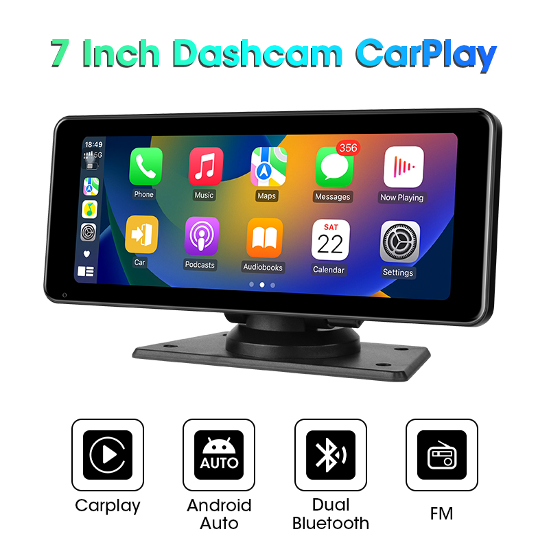 Jansite 7 inch DVR Dash Cam Car Radio Wireless CarPlay Portable Touch ...