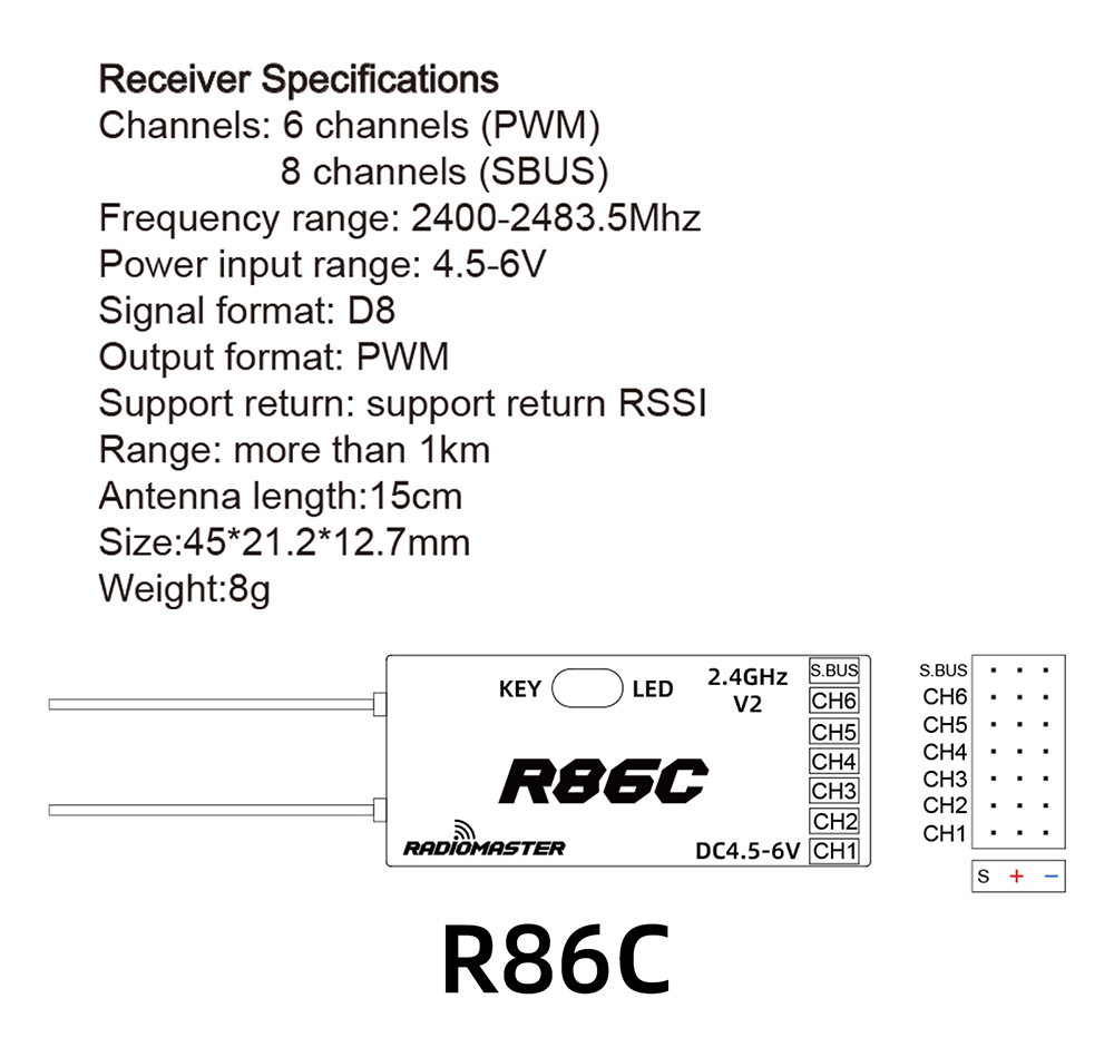 【Original】Radiomaster R81 -88 V2 Sbus Nano R81 R84 R86 R86C R88 4CH 6CH ...