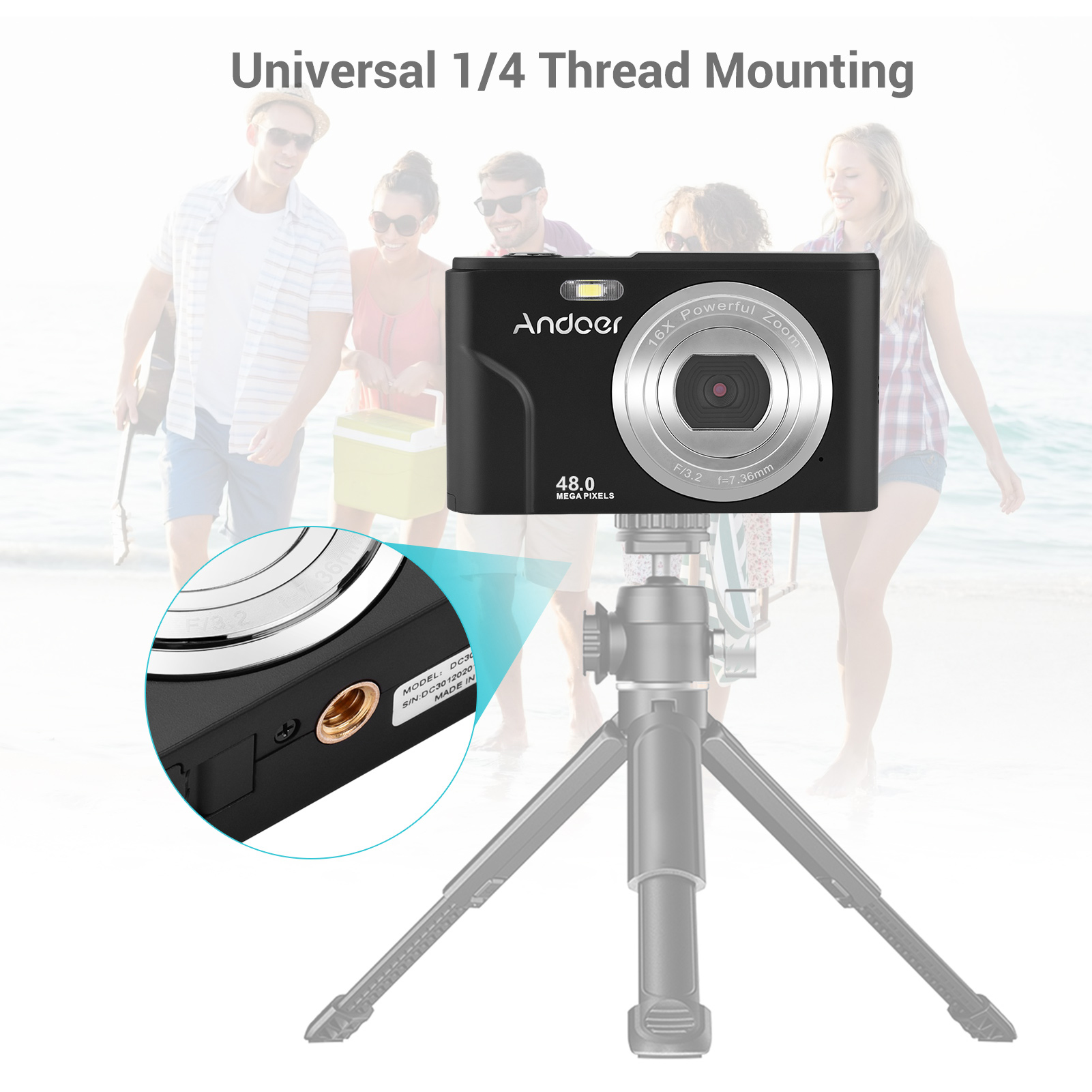 【Lowest&Ready】Andoer Portable Digital Camera 48MP 1080P 2.4-inch IPS ...